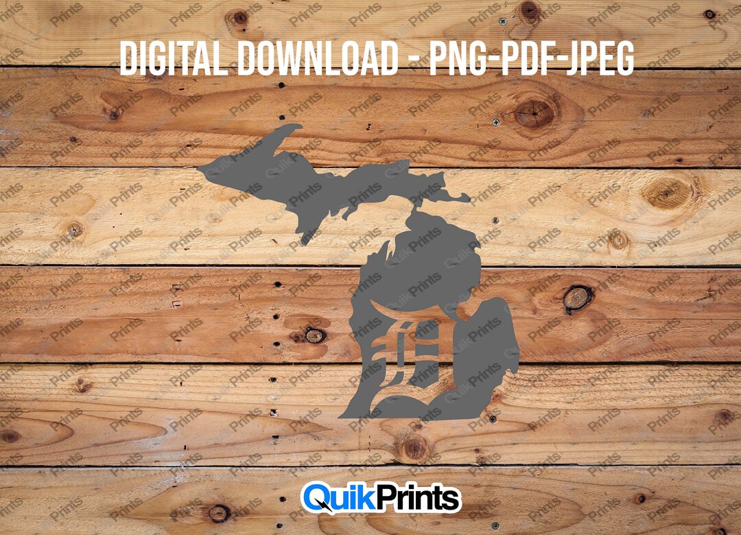 Old English Mitten Detroit Michigan Digital Download PNG, Jpeg and PDF ...