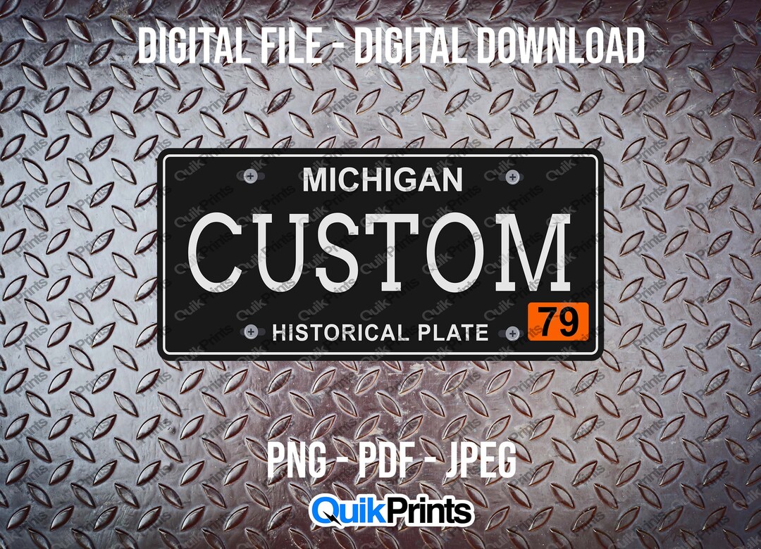 Custom Michigan Historical License Plate Digital Download PNG, Jpeg and ...
