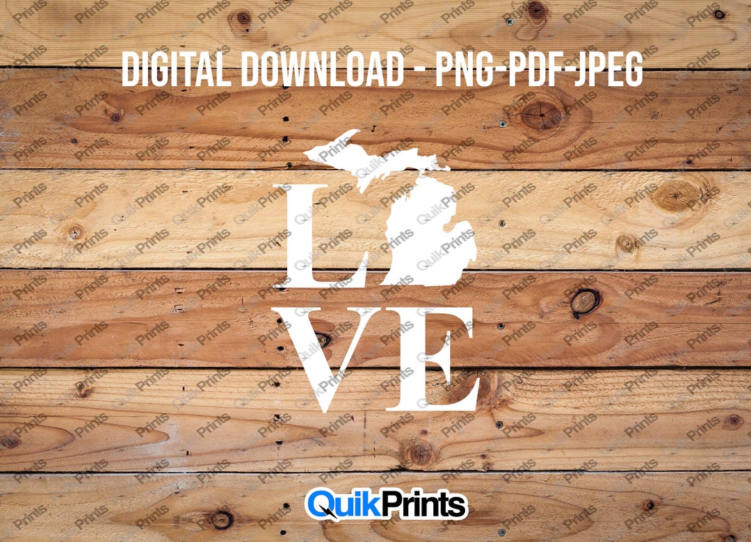 Love Michigan Digital Download PNG, Jpeg and PDF File - Etsy