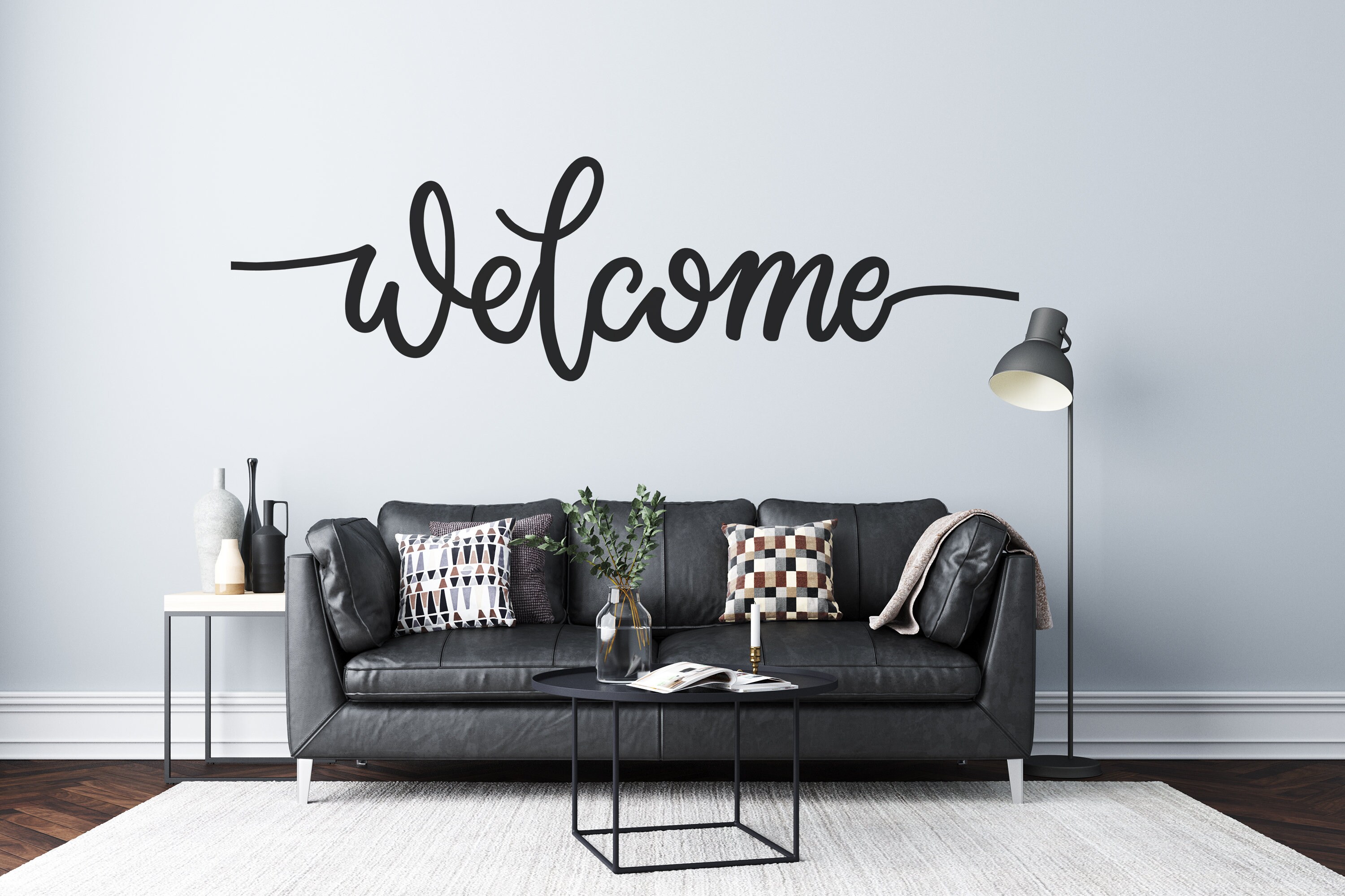 Welcome Cursive Text Custom Vinyl Wall Decal Free | Etsy