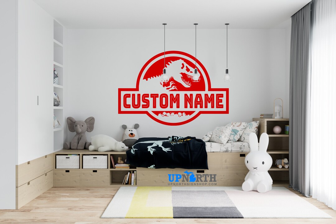 Jurassic Dinosaur Sign With Name Personalized Dinosaur Park Vinyl Decal ...