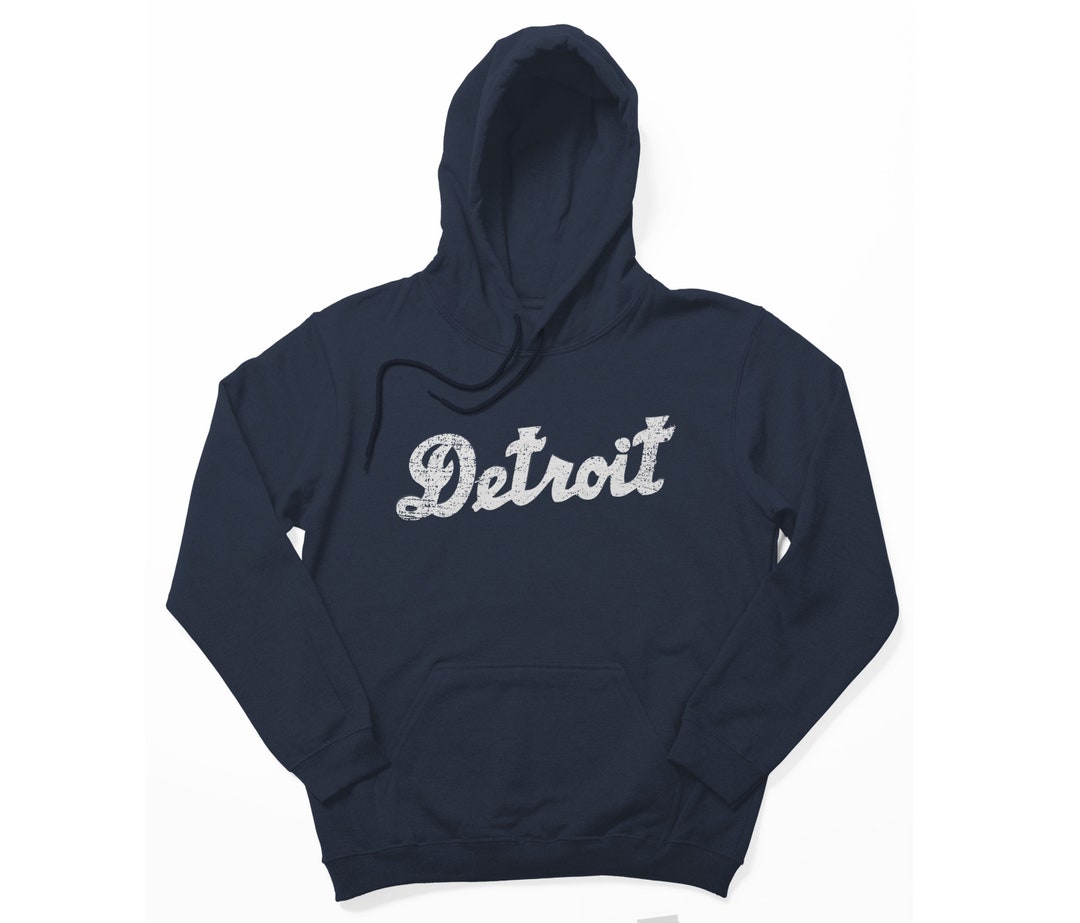 Detroit Cursive Text vintage Print Pullover Hoodie Adult, Tall and ...