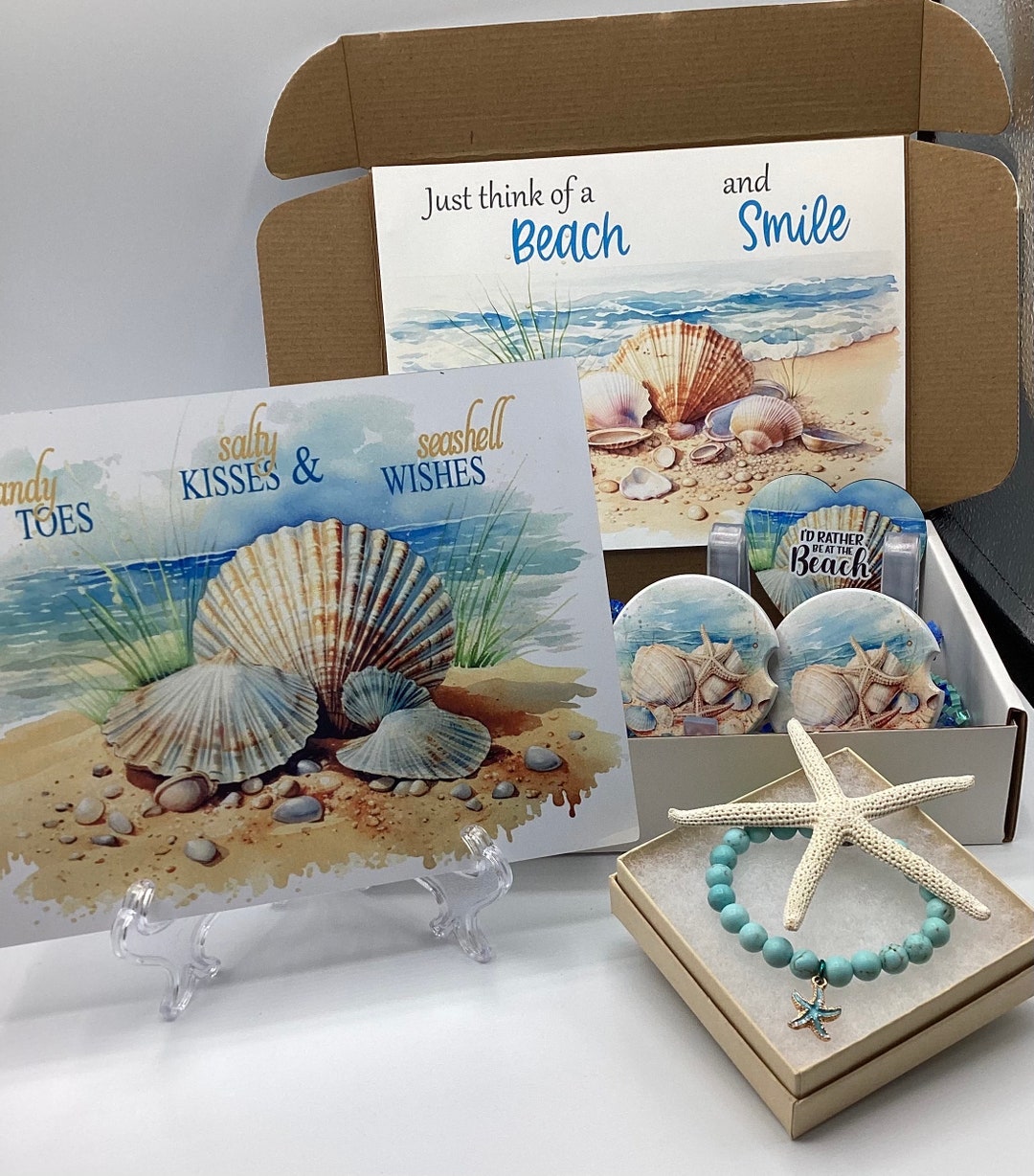 Beach Gift Box Set. choose Your Own Sentiment/occasion Sticker for Box ...