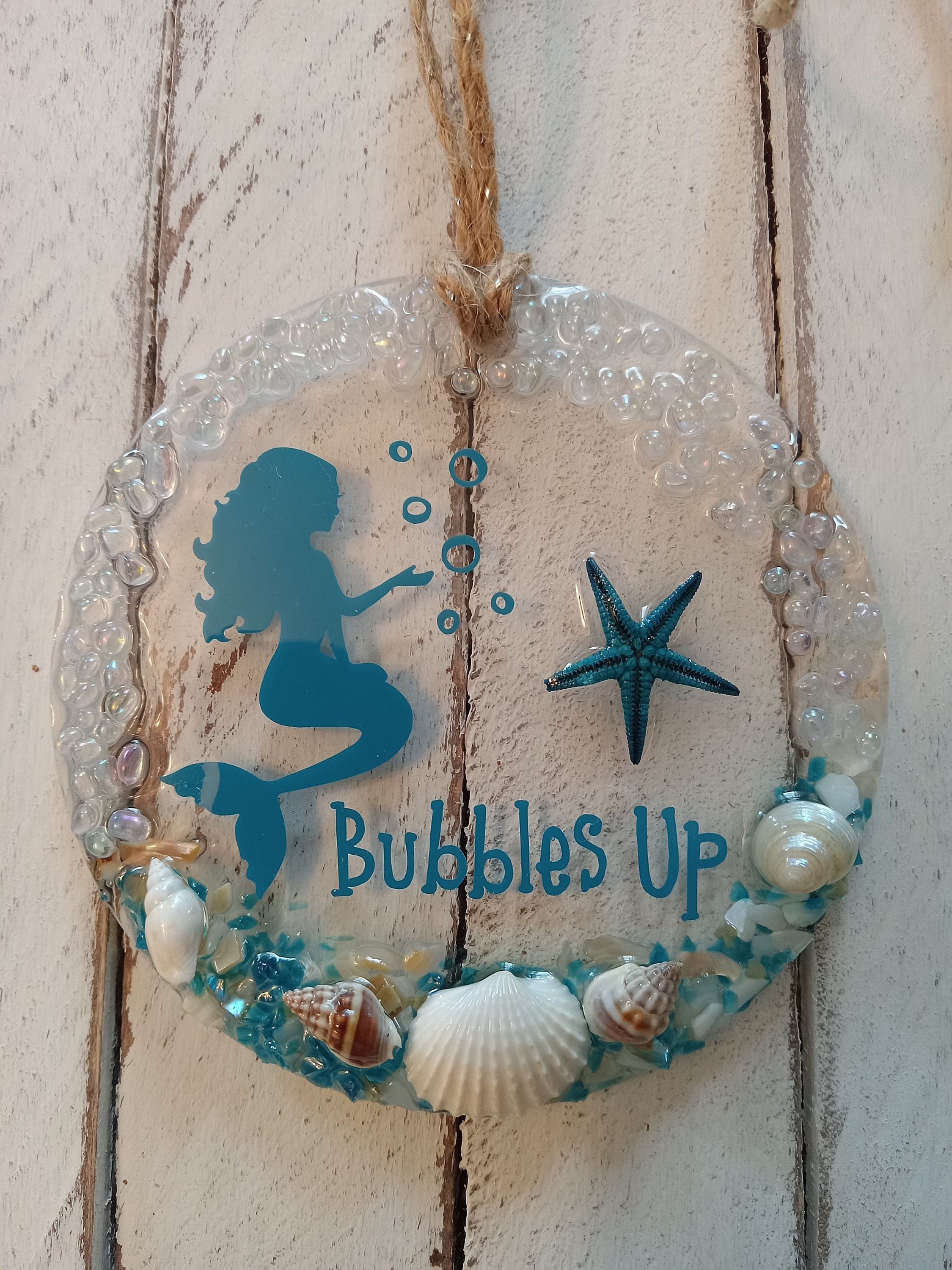 Mermaid bubbles Up, Suncatcher Ornament - Etsy