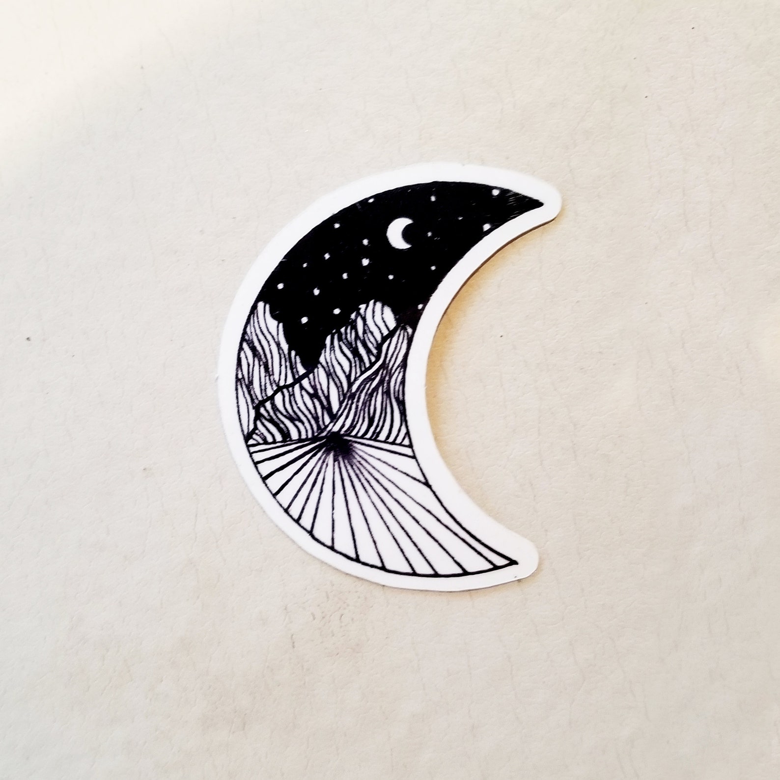 Nature Sticker Pack (5 Stickers) | Crescent Moons, Mountains, Flower ...
