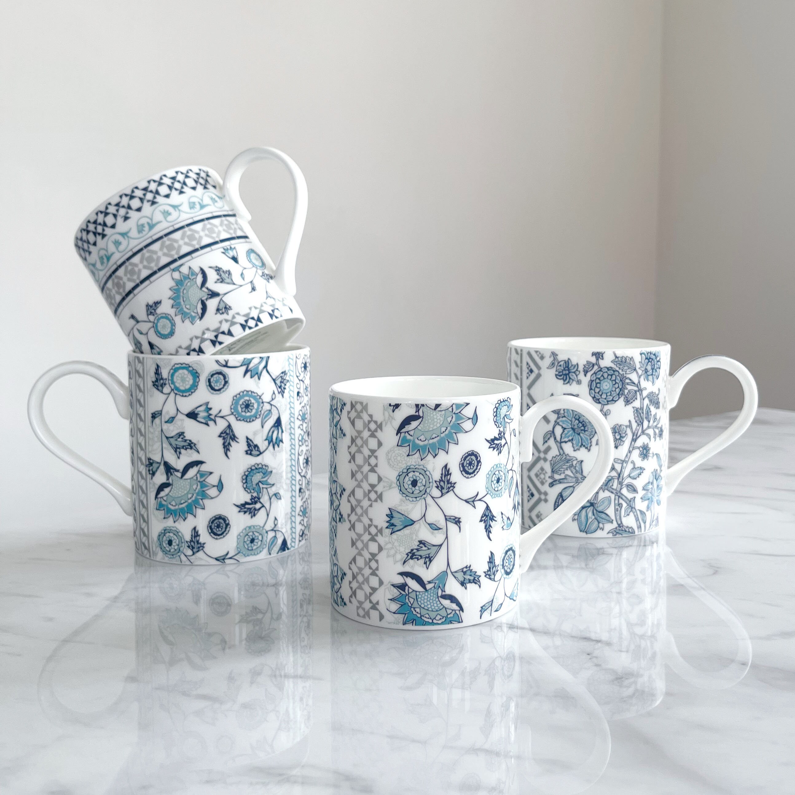 Blue Fine Bone China Mug - Jasmine Print, Small, Made in Stoke-on-trent ...