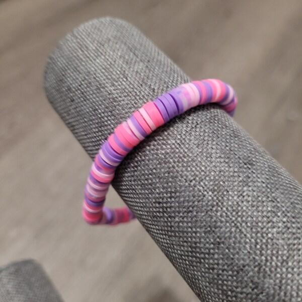 Purple Clay Bead Bracelet - Etsy