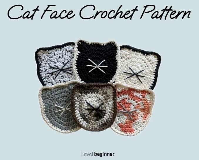 Crochet Pattern Digital Download DIY Cat Face Coaster - Etsy