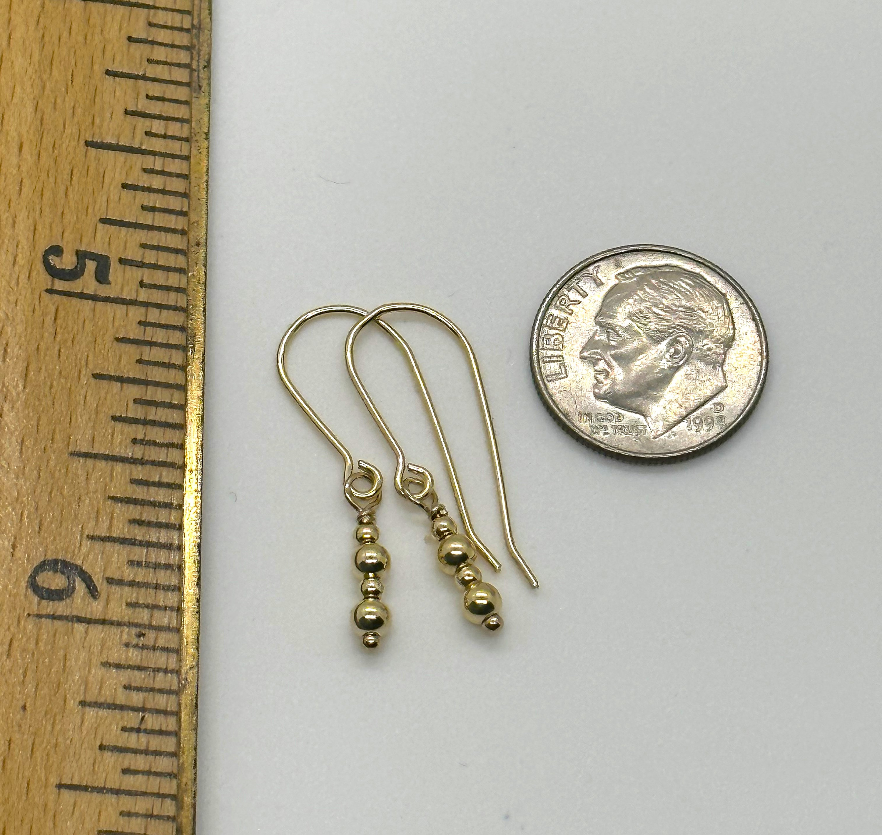 Delicate 14k Gold Earrings, Tiny Gold Earrings, Unique 14 Karat Gold ...