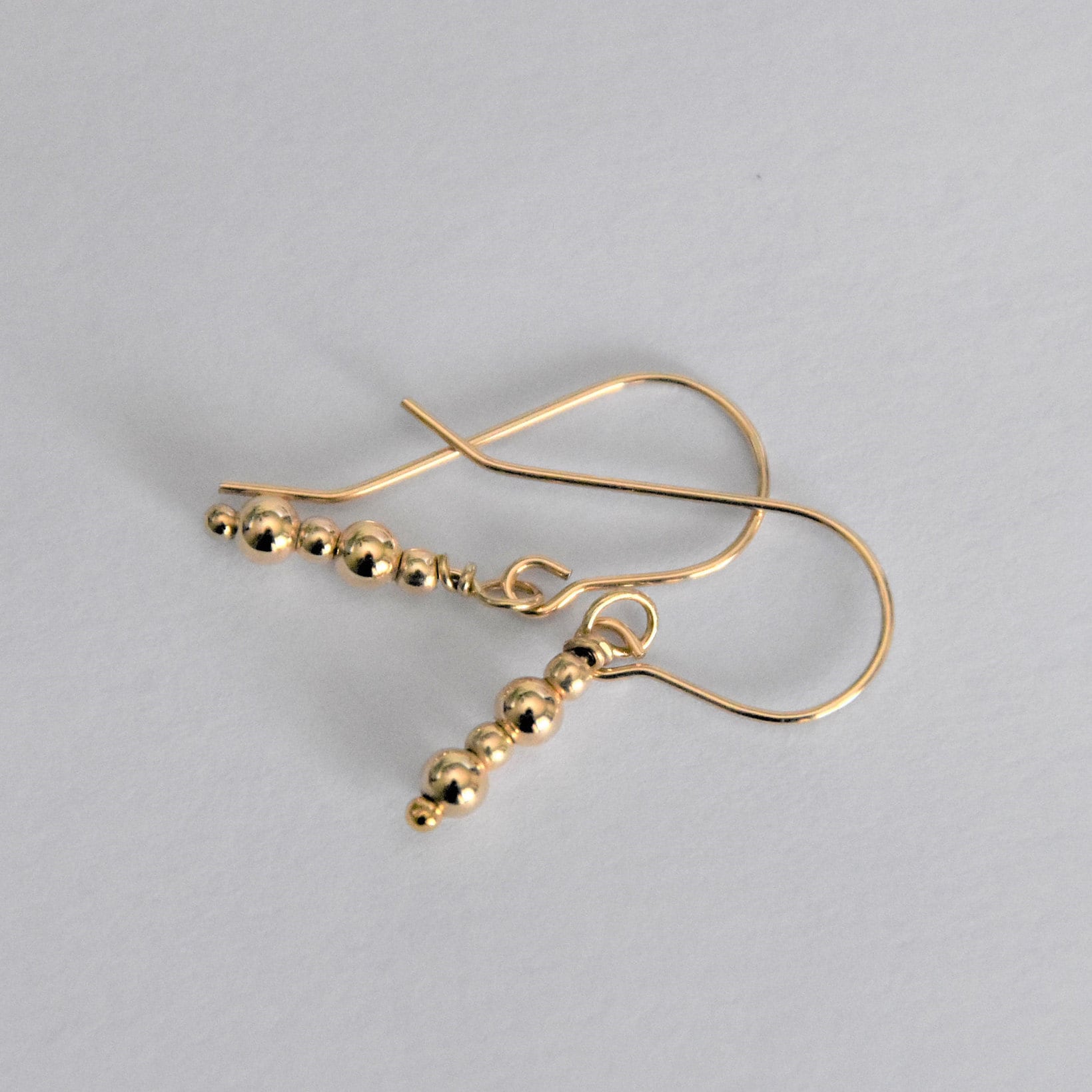 Delicate 14k Gold Earrings, Tiny Gold Earrings, Unique 14 Karat Gold ...