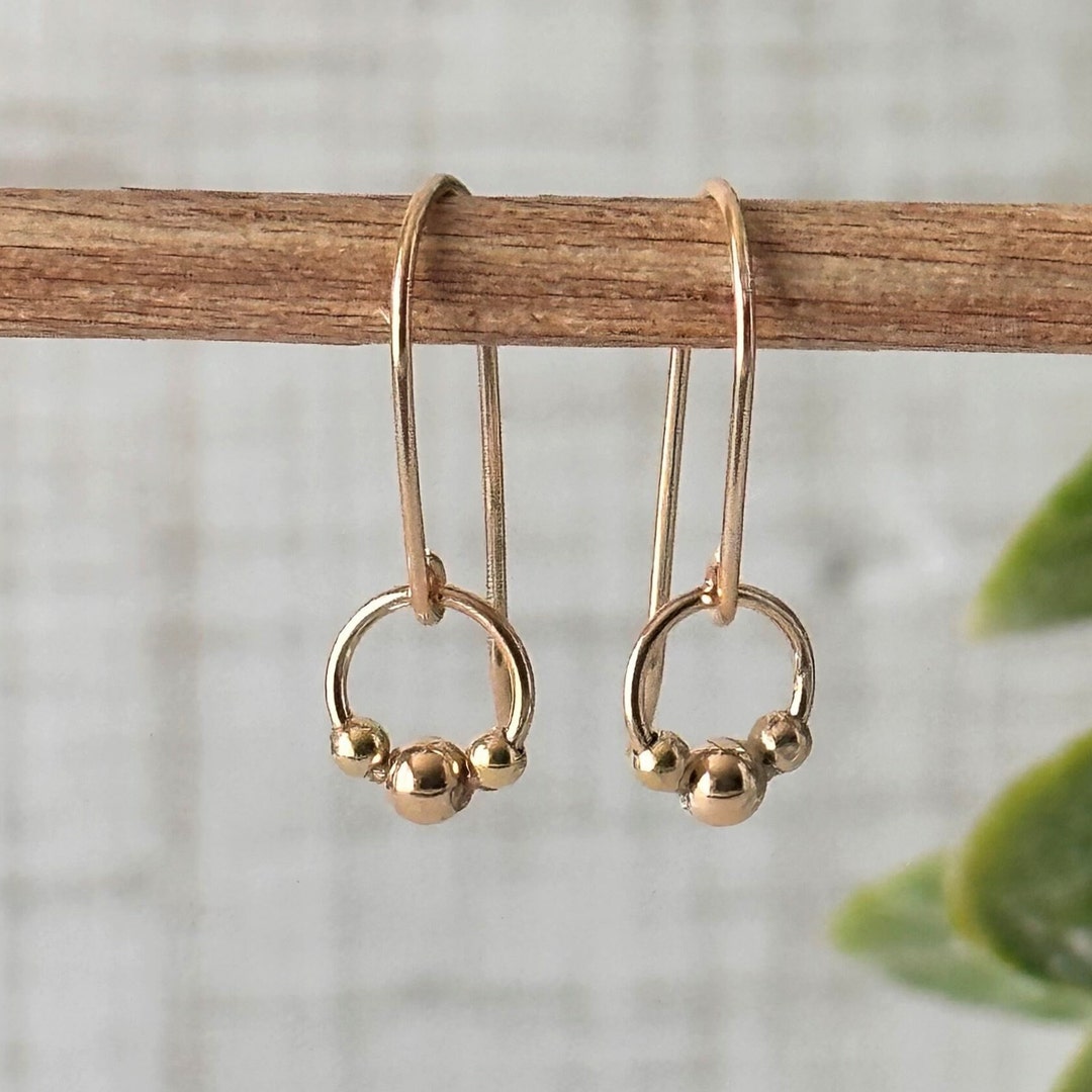 Delicate 14k Gold Earrings, Small Gold Earrings, Unique Gold Earrings ...