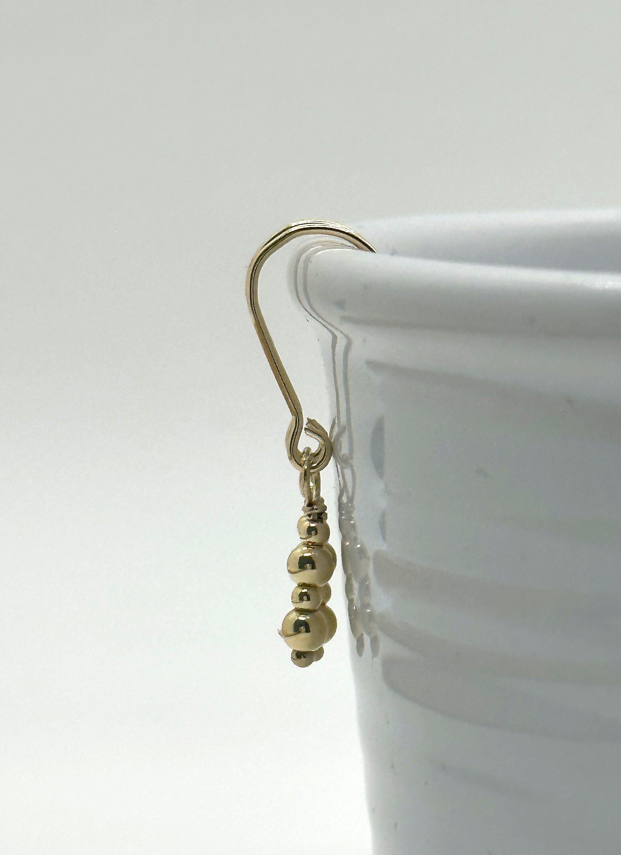 Delicate 14k Gold Earrings, Tiny Gold Earrings, Unique 14 Karat Gold ...