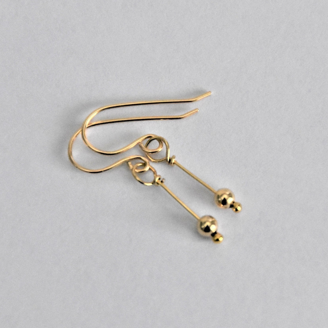 Tiny, Delicate 14k Gold Earrings, Unique Gold Earrings, Unique 14 Karat ...