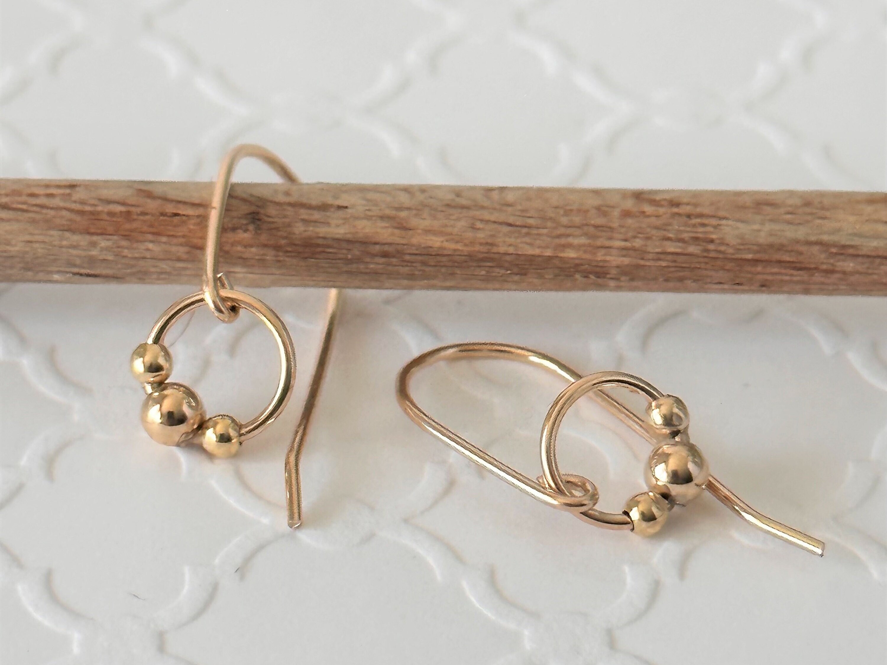 Delicate 14k Gold Earrings, Small Gold Earrings, Unique Gold Earrings ...