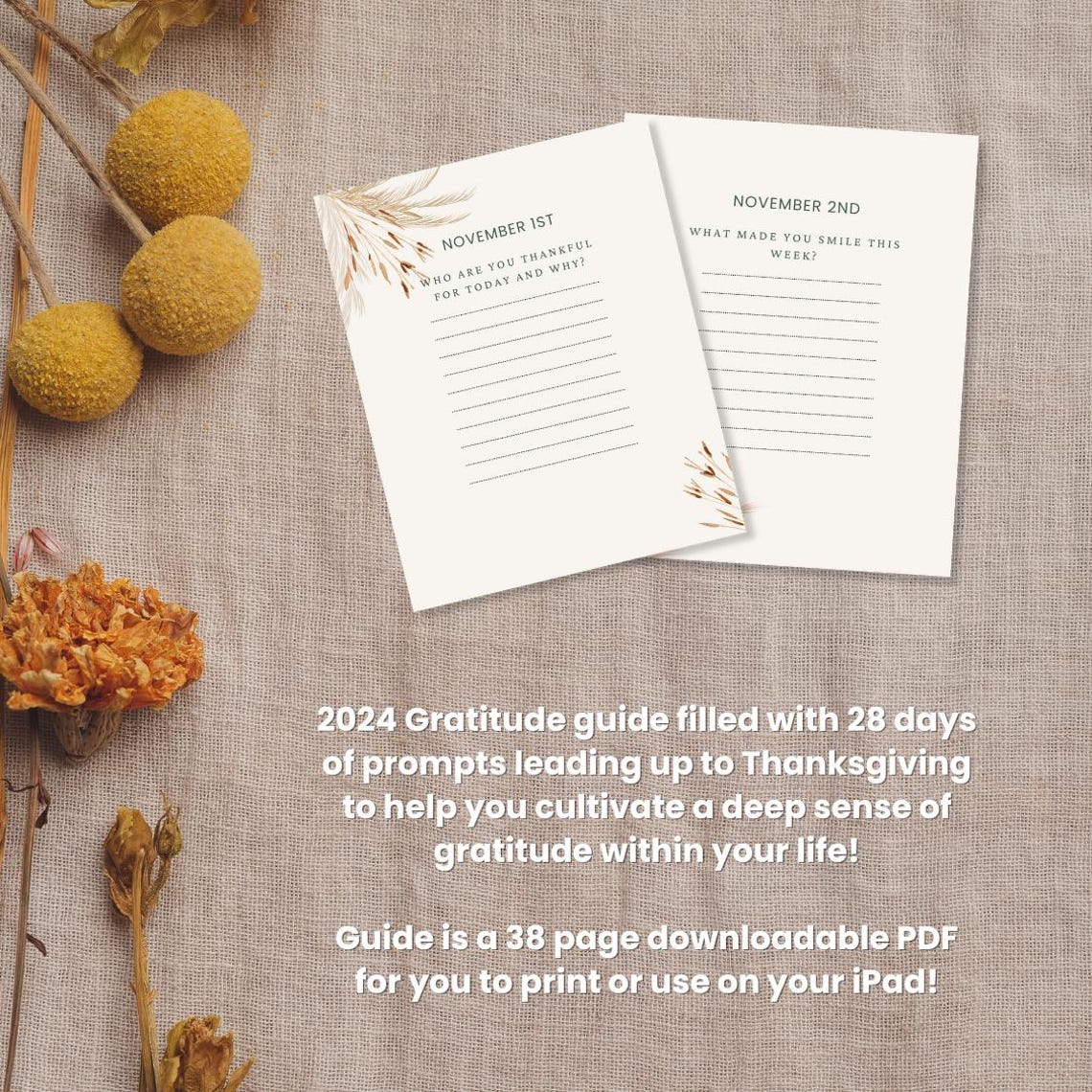 2024 Gratitude Guide Digital Download Journal, Gratitude Journal ...