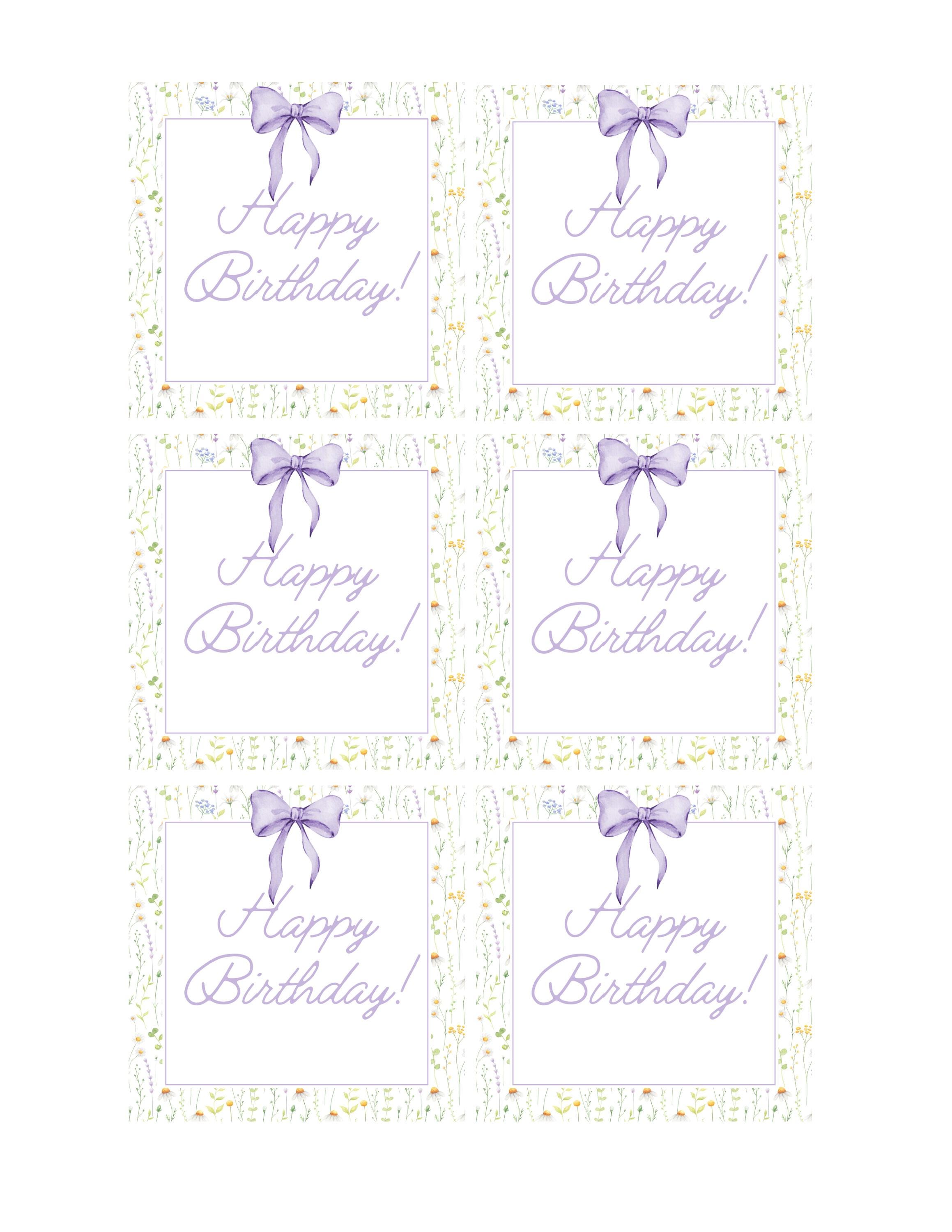 Printable & Editable Preppy Happy Birthday Gift Tags / Lavender Floral ...