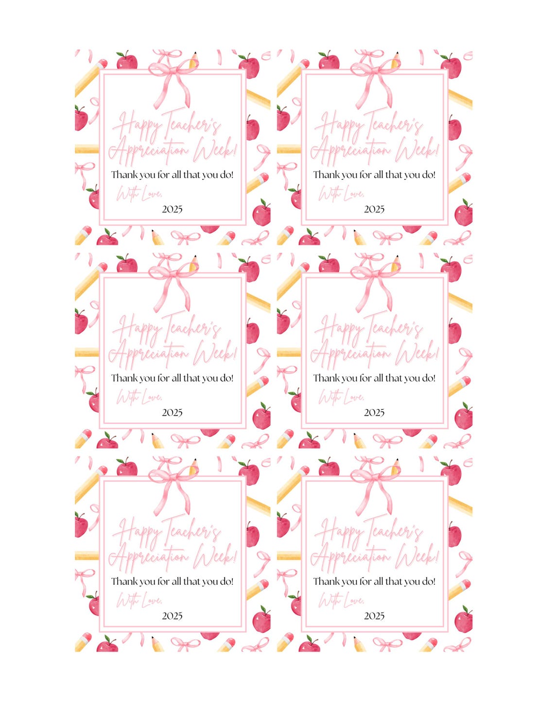Printable Preppy Teacher's Appreciation Gift Tags | Watercolor ...