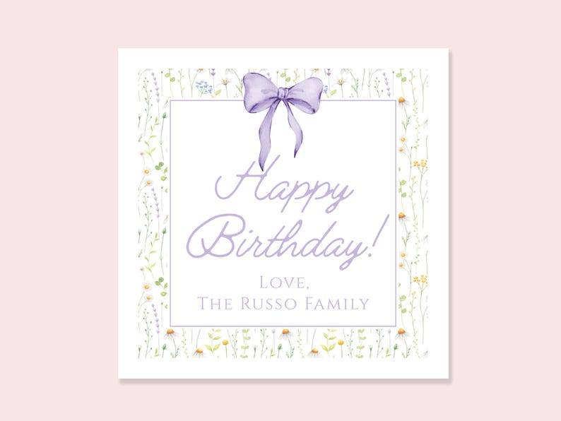 Printable & Editable Preppy Happy Birthday Gift Tags / Lavender Floral ...