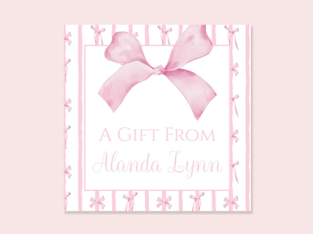 Editable Coquette Gift Tags / Watercolor Pink Bows / Digital Download ...