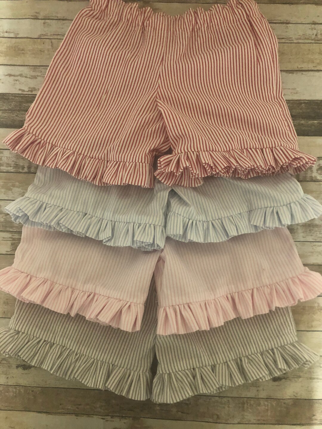 Girls Ruffled Seersucker Shorts - Etsy