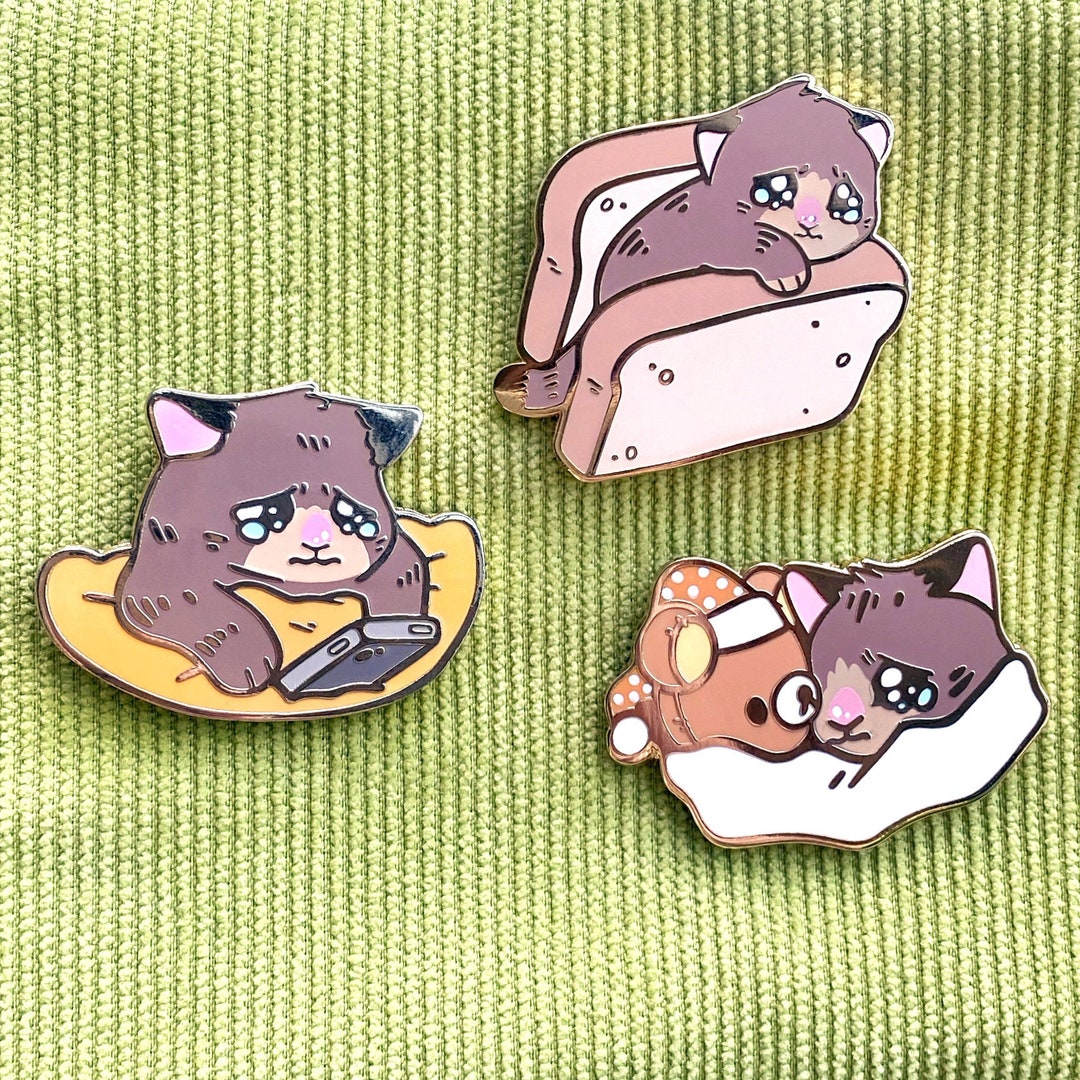 Crying Cat Meme Enamel Pins - Etsy