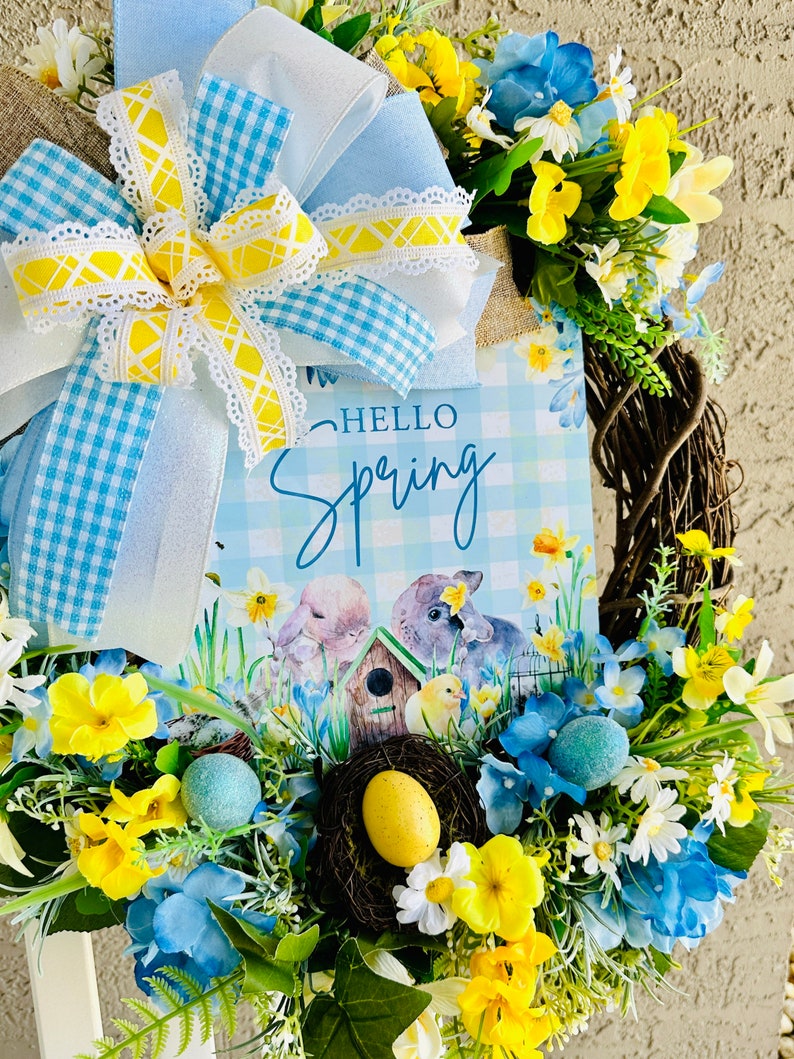 Grapevine Spring Bunny Floral Wreath, Grapevine Floral Easter Door ...