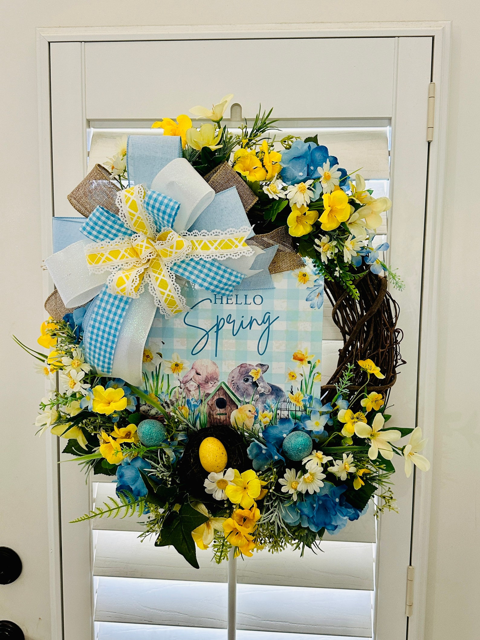 Grapevine Spring Bunny Floral Wreath, Grapevine Floral Easter Door ...