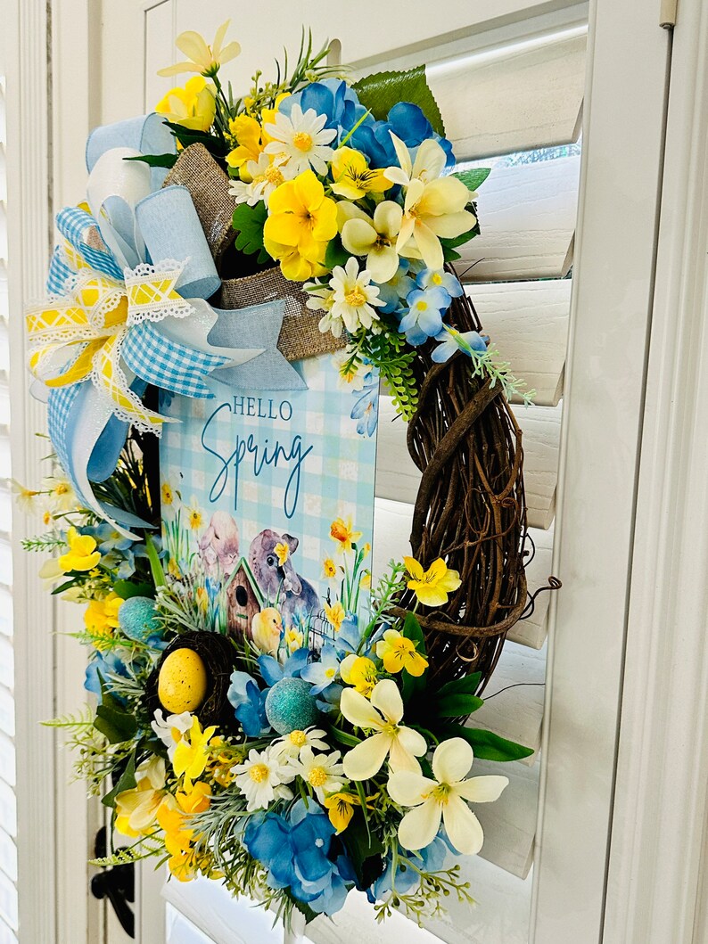 Grapevine Spring Bunny Floral Wreath, Grapevine Floral Easter Door ...