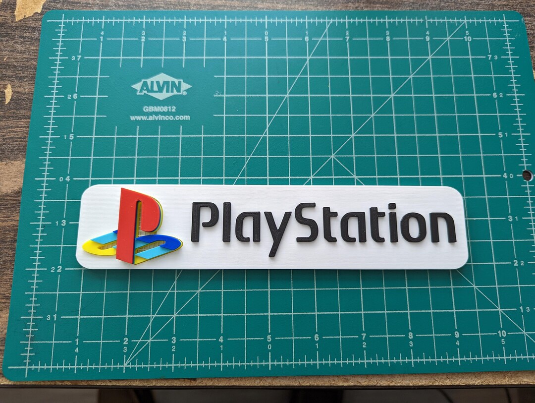 Playstation Video Game Logo Sign 3D Printed Art Shelf Display Color ...