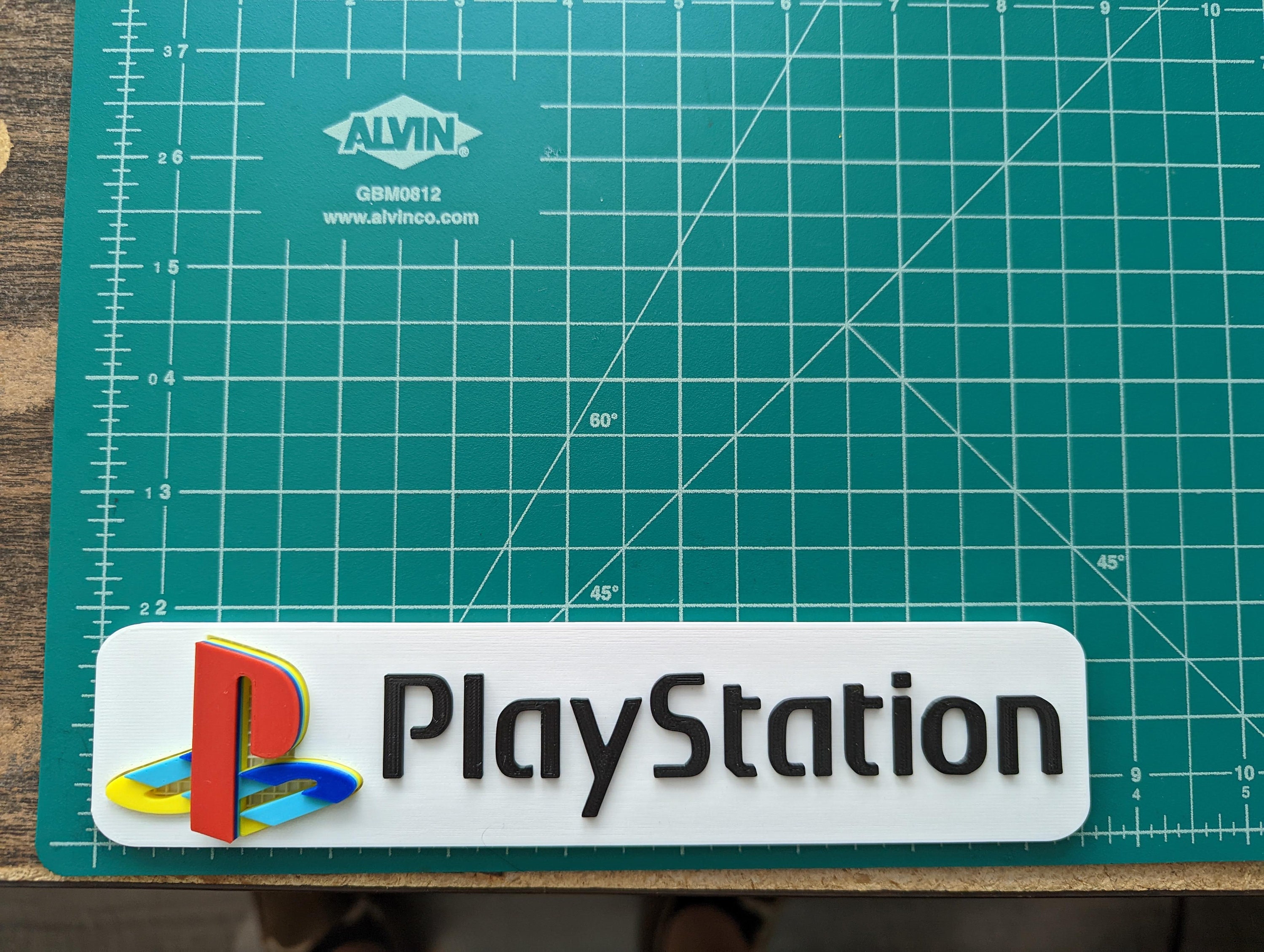 Playstation Video Game Logo Sign 3D Printed Art Shelf Display Color ...