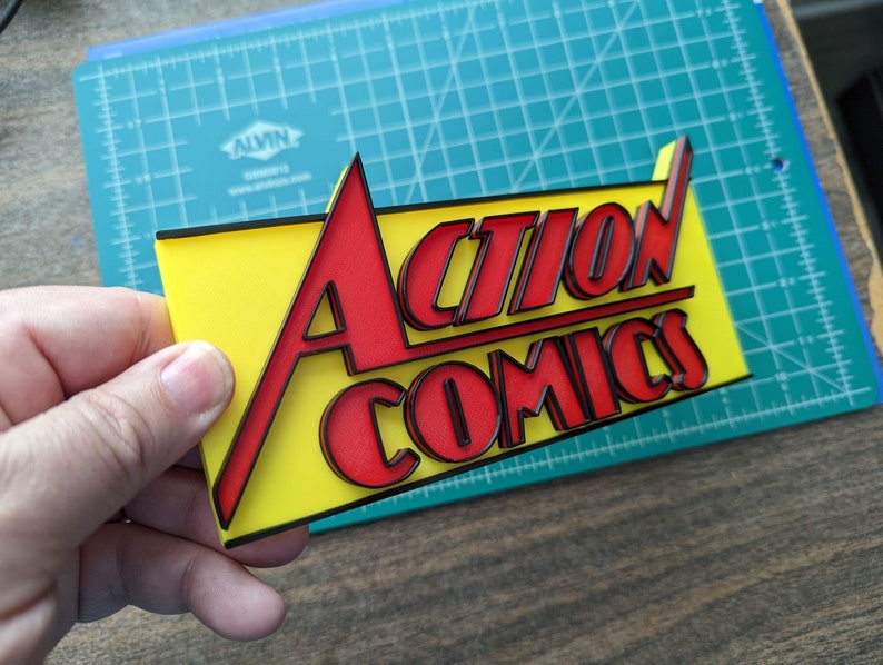 Action Comics Logo Sign Display 3D Printed Colors - Etsy