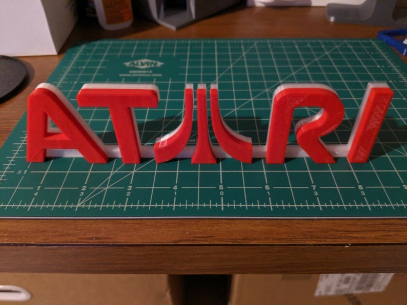 Atari Video Game Logo Sign 3D Printed Videogame Shelf Display - Etsy