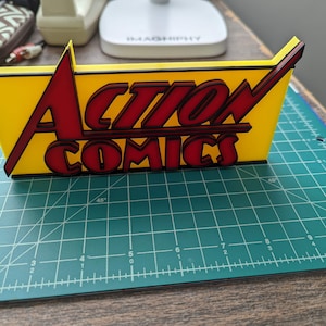 Action Comics Logo Sign Display 3D Printed Colors - Etsy