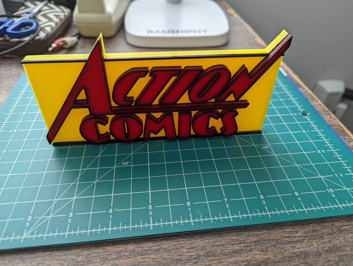 Action Comics Logo Sign Display 3D Printed Colors - Etsy