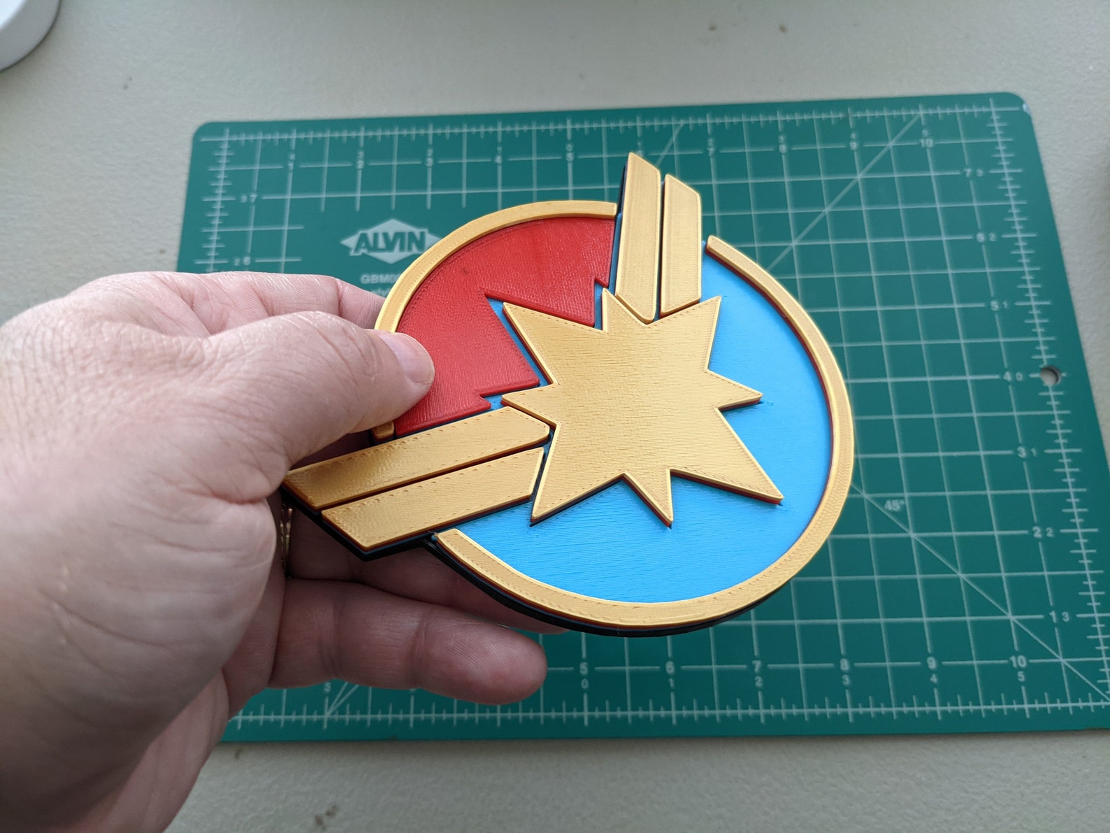 Captain Marvel Ms Capt Emblem Logo 3D Printed Color Wall Mount | Etsy