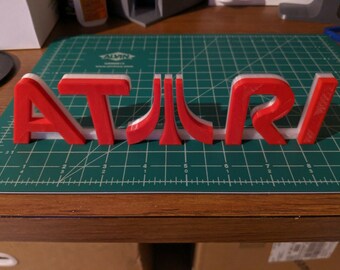 Atari Video Game Logo Sign 8 in 3D Printed, Man Cave, Game Room, Shelf ...