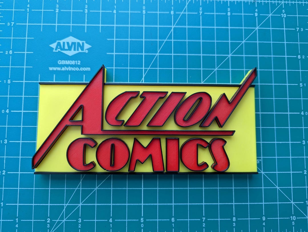 Action Comics Logo Sign Display 3D Printed Colors - Etsy