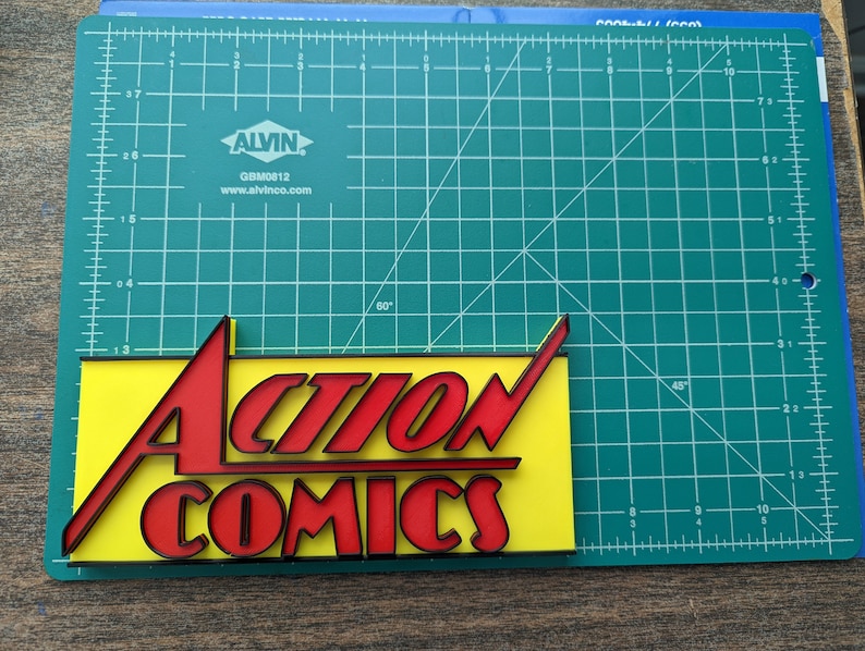 Action Comics Logo Sign Display 3D Printed Colors - Etsy