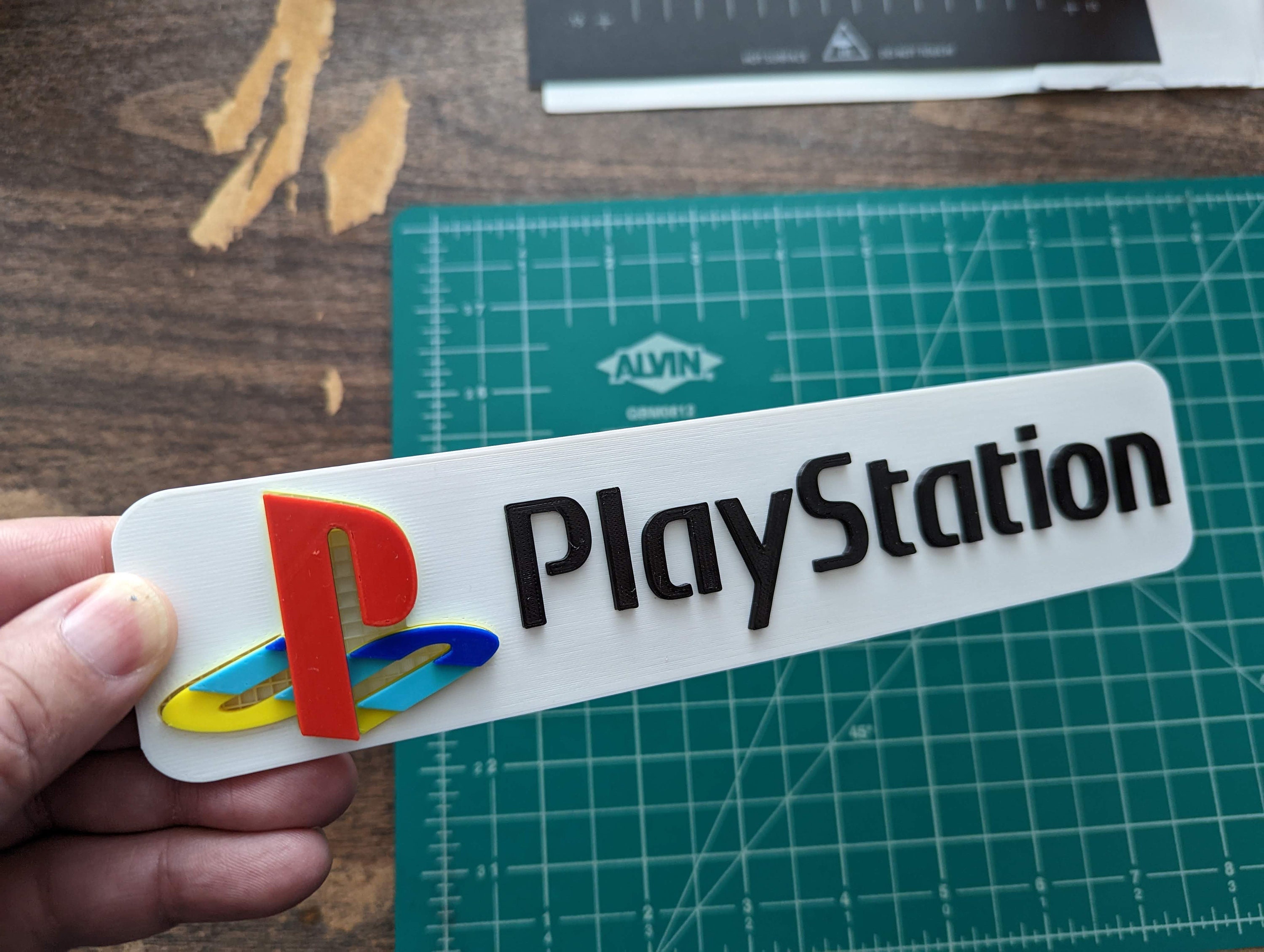 Playstation Video Game Logo Sign 3D Printed Art Shelf Display Color ...