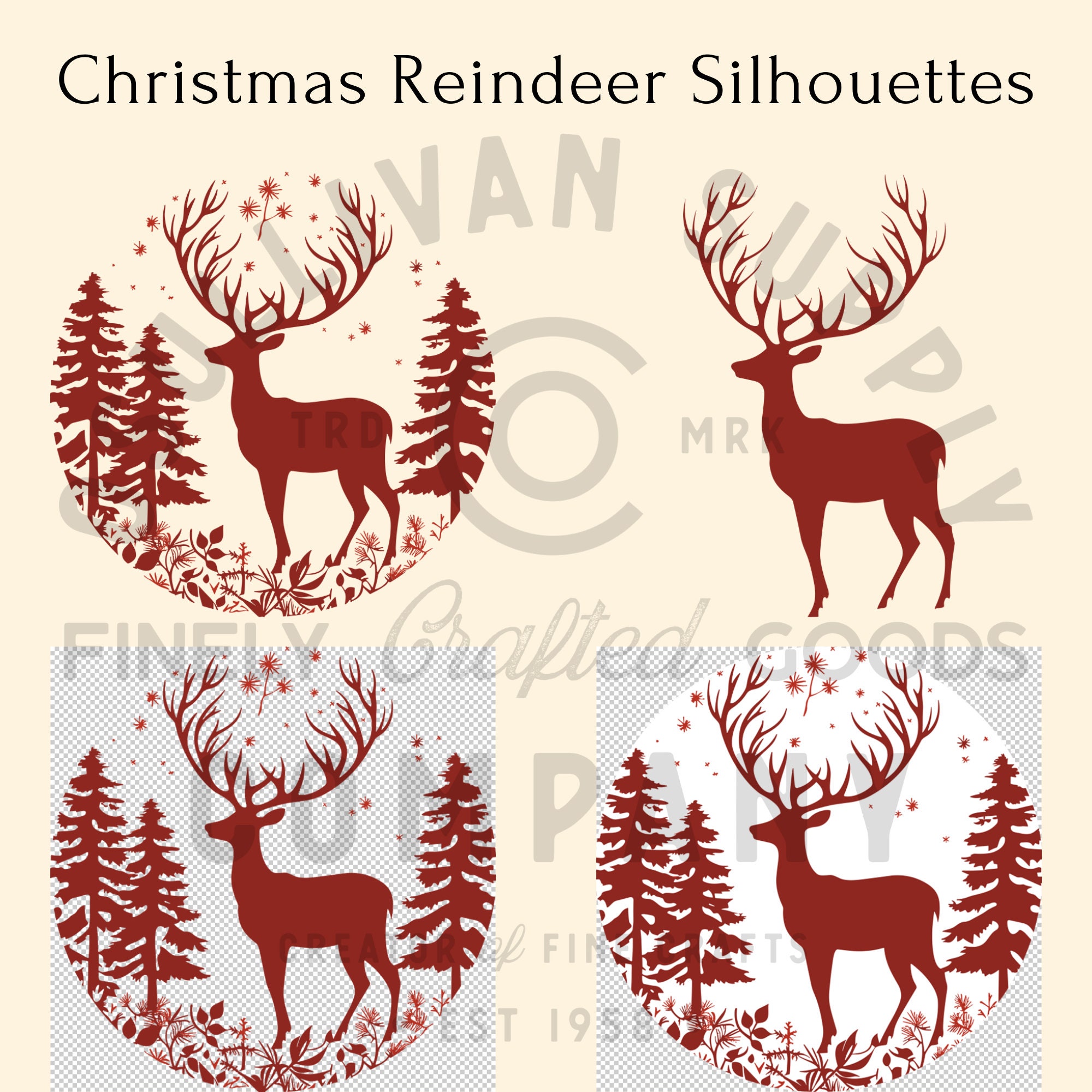 Christmas Reindeer Silhouettes Svgs Bundle Reindeer Svgs - Etsy