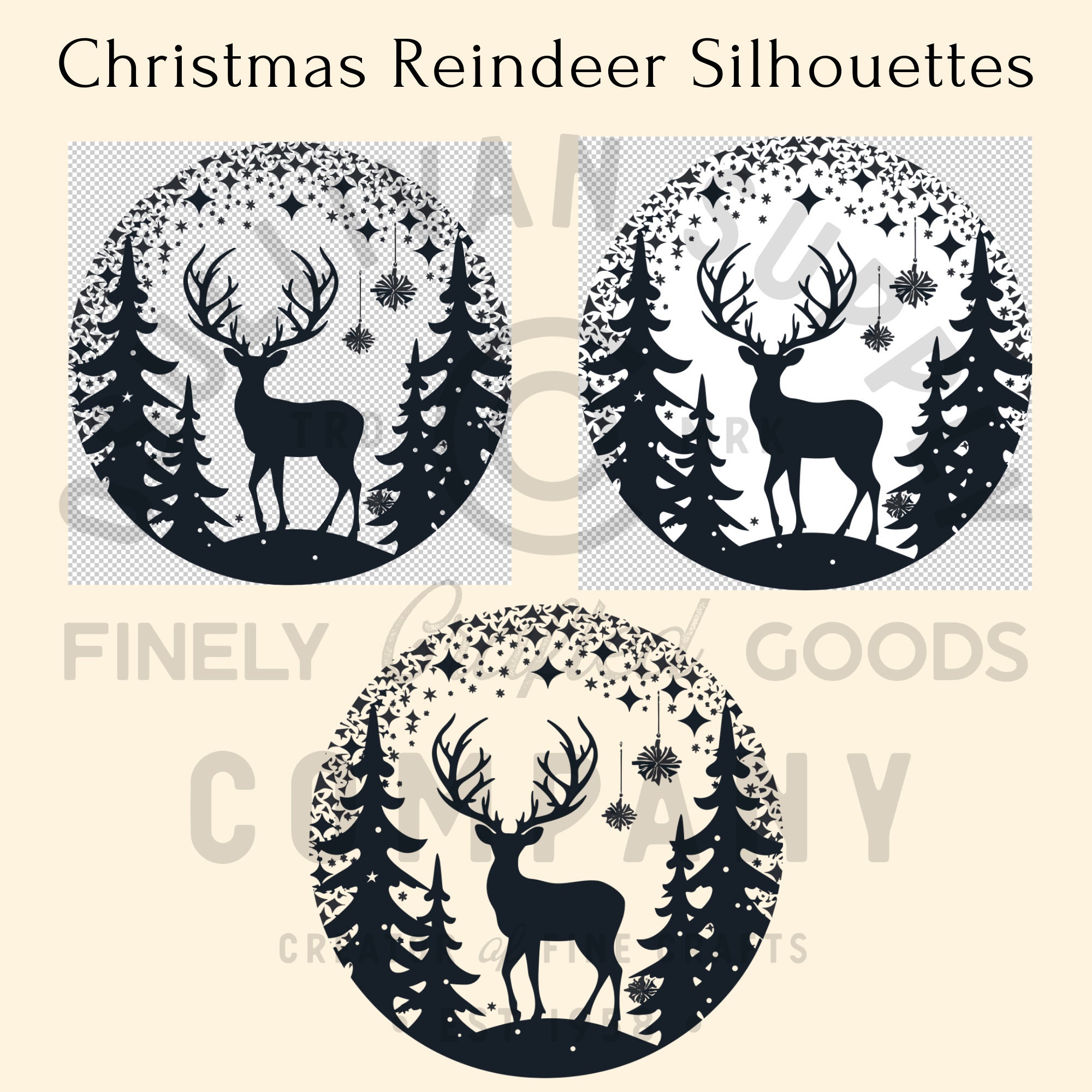 Christmas Reindeer Silhouettes Svgs Bundle Reindeer Svgs - Etsy