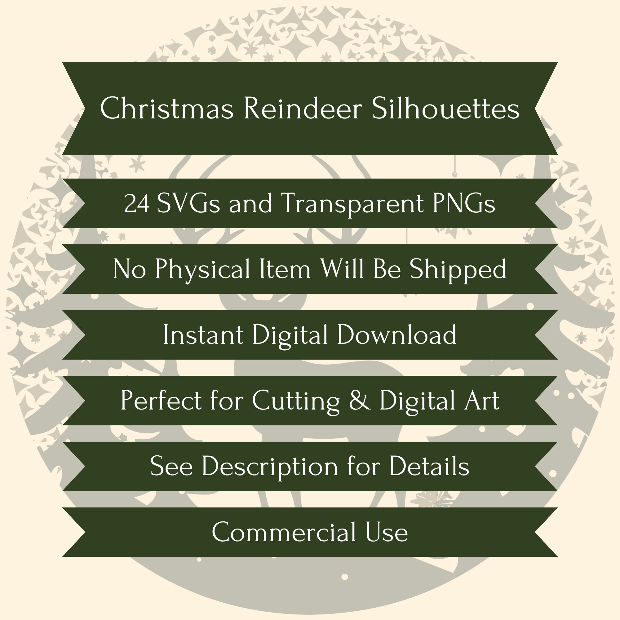 Christmas Reindeer Silhouettes Svgs Bundle Reindeer Svgs - Etsy