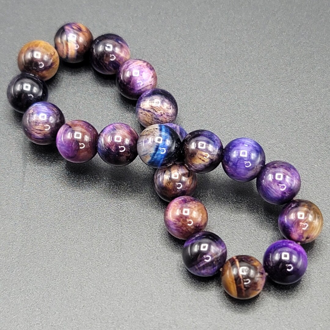 Galaxy Sky Purple Blue Tiger's Eye Gemstone Bracelet for Man / Woman ...