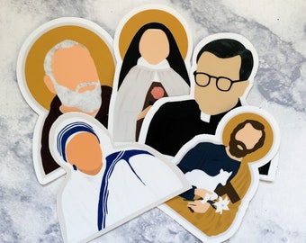 Catholic Sticker Set 5 Saint Stickers Vinyl Stickers | Etsy
