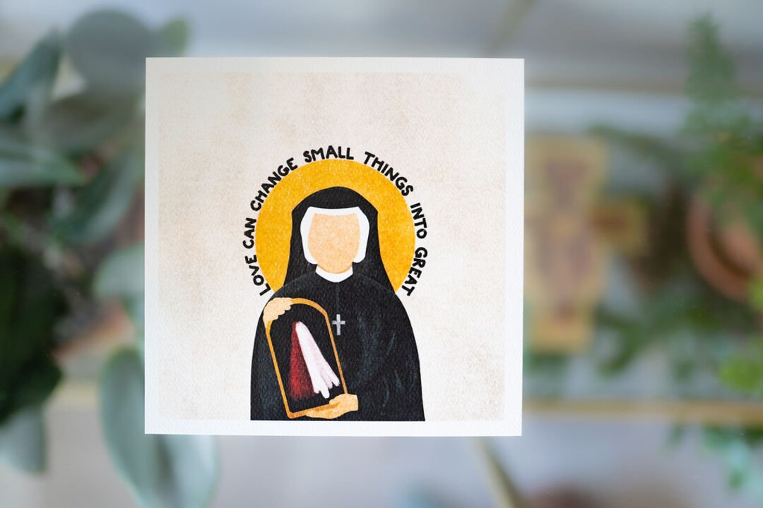 St. Faustina Art Print, 6x6 In. Wall Art, Catholic Saint Illustration ...
