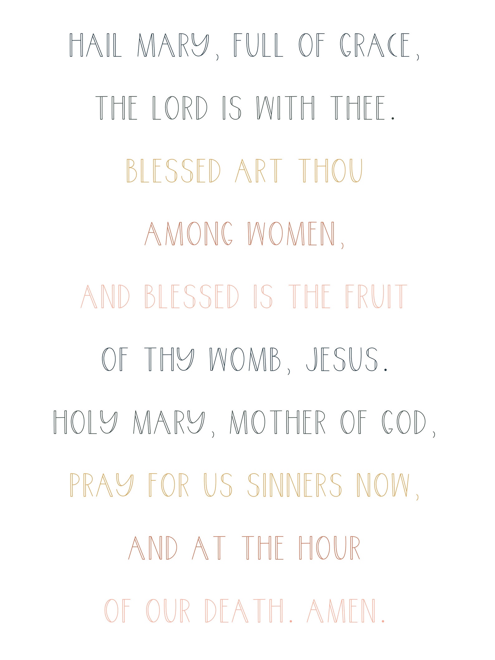 Hail Mary Prayer Catholic Downloadable Art Print | Etsy