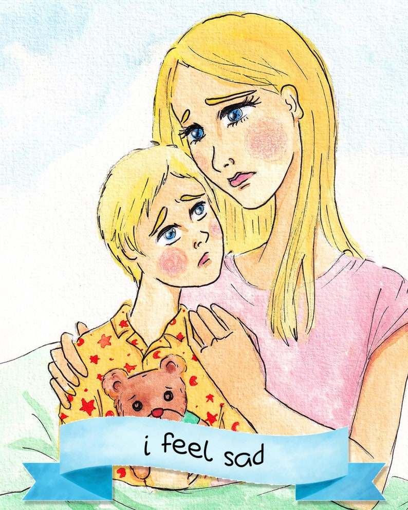 12 PDF Digital Printable Emotion Cards for Grief and Loss, Feelings ...