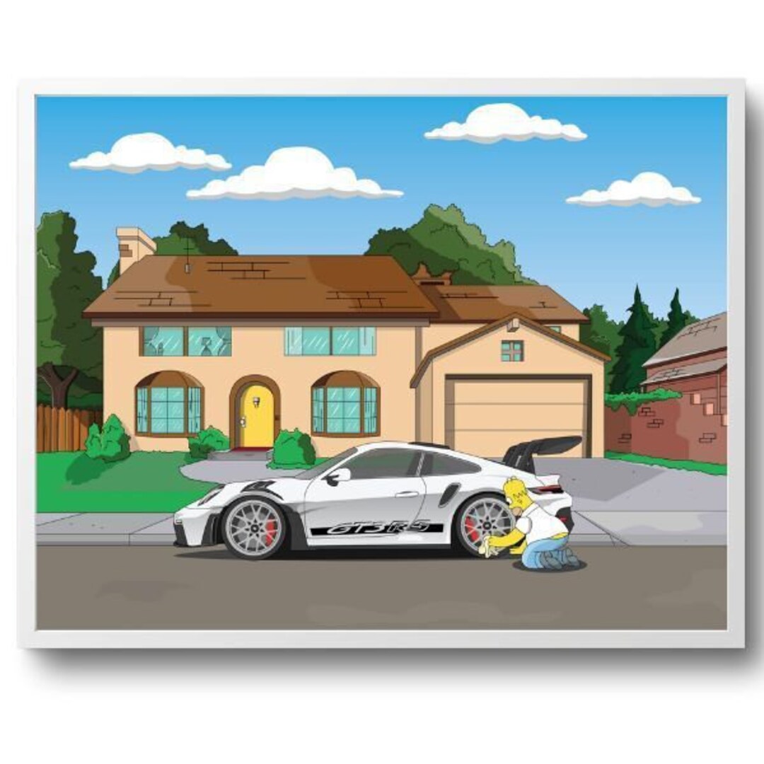 The Simpsons 2024 24x30 Homer Porsche 911 GT3 RS 991 Art MARGE South ...