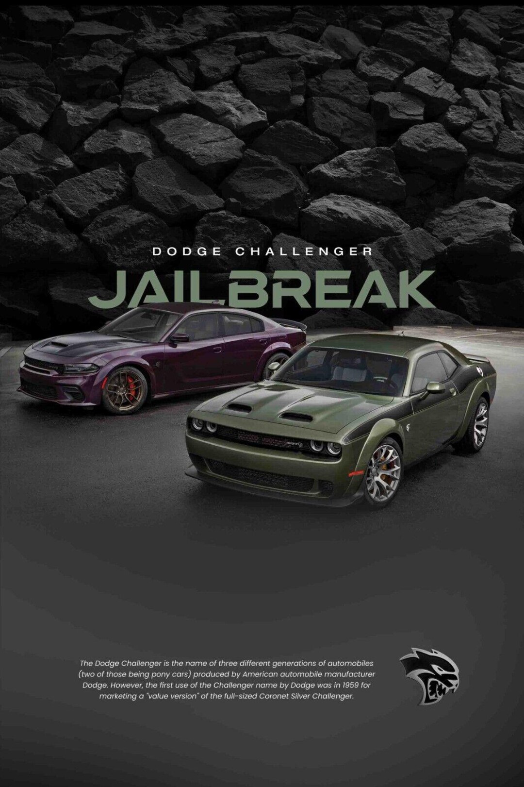 Dodge Challenger Jailbreak Wall Poster 24x36 Muscle Car Scatpack R/T ...
