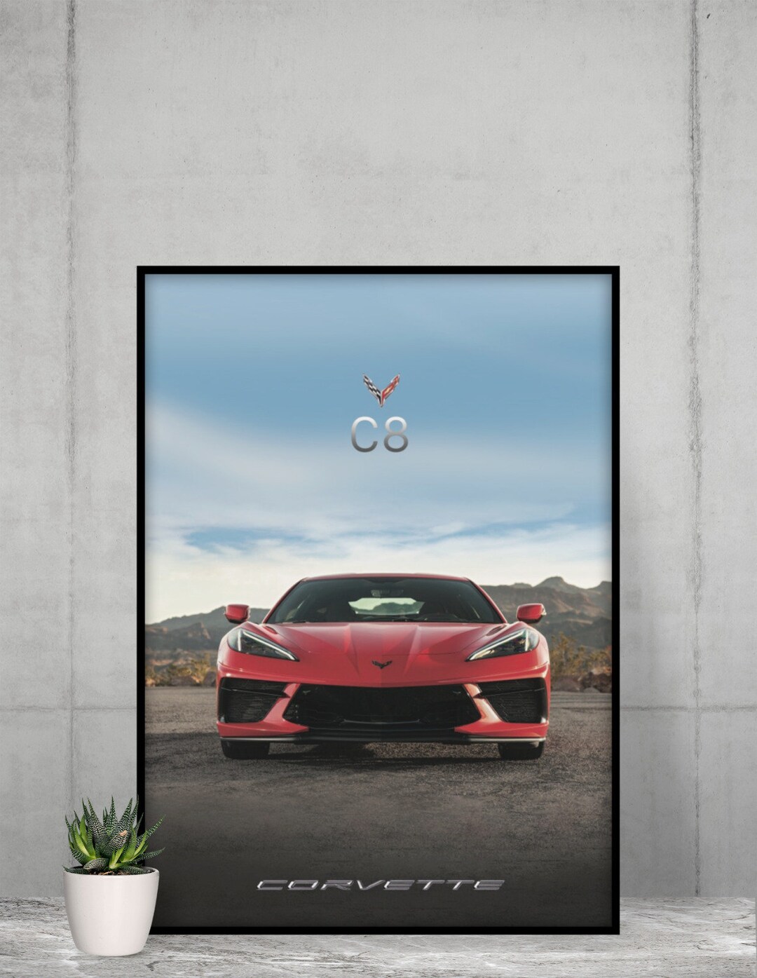Corvette C8 Poster 24x36 ZR1 ZL1 Z06 Art Chevrolet Sports Car Man Cave ...